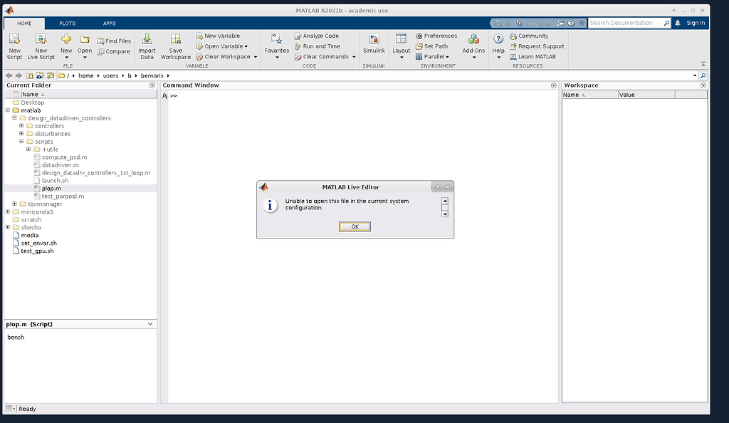 Matlab GUI cannot display script - HPC Technical - HPC Community
